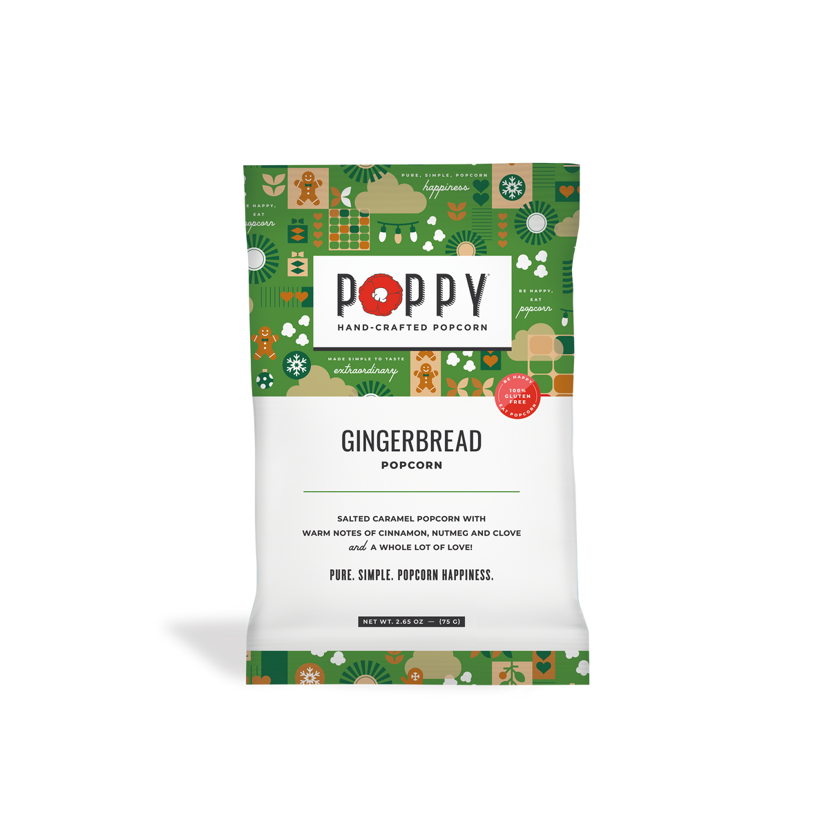 Poppy Handcrafted Popcorn Gingerbread Snack Bag 2.6oz – Cheers in a Box